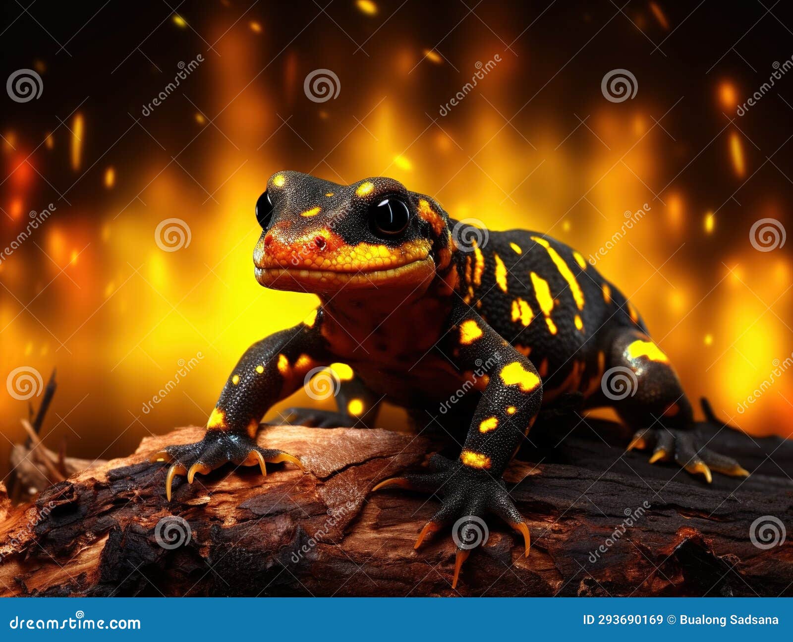 Ai Generated Illustration Wildlife Concept of Fire Salamander Stock ...