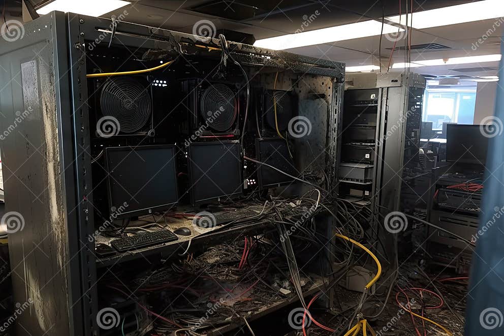 Fire Scene Unfolds As a Personal Computer, Overwhelmed by Intensive ...