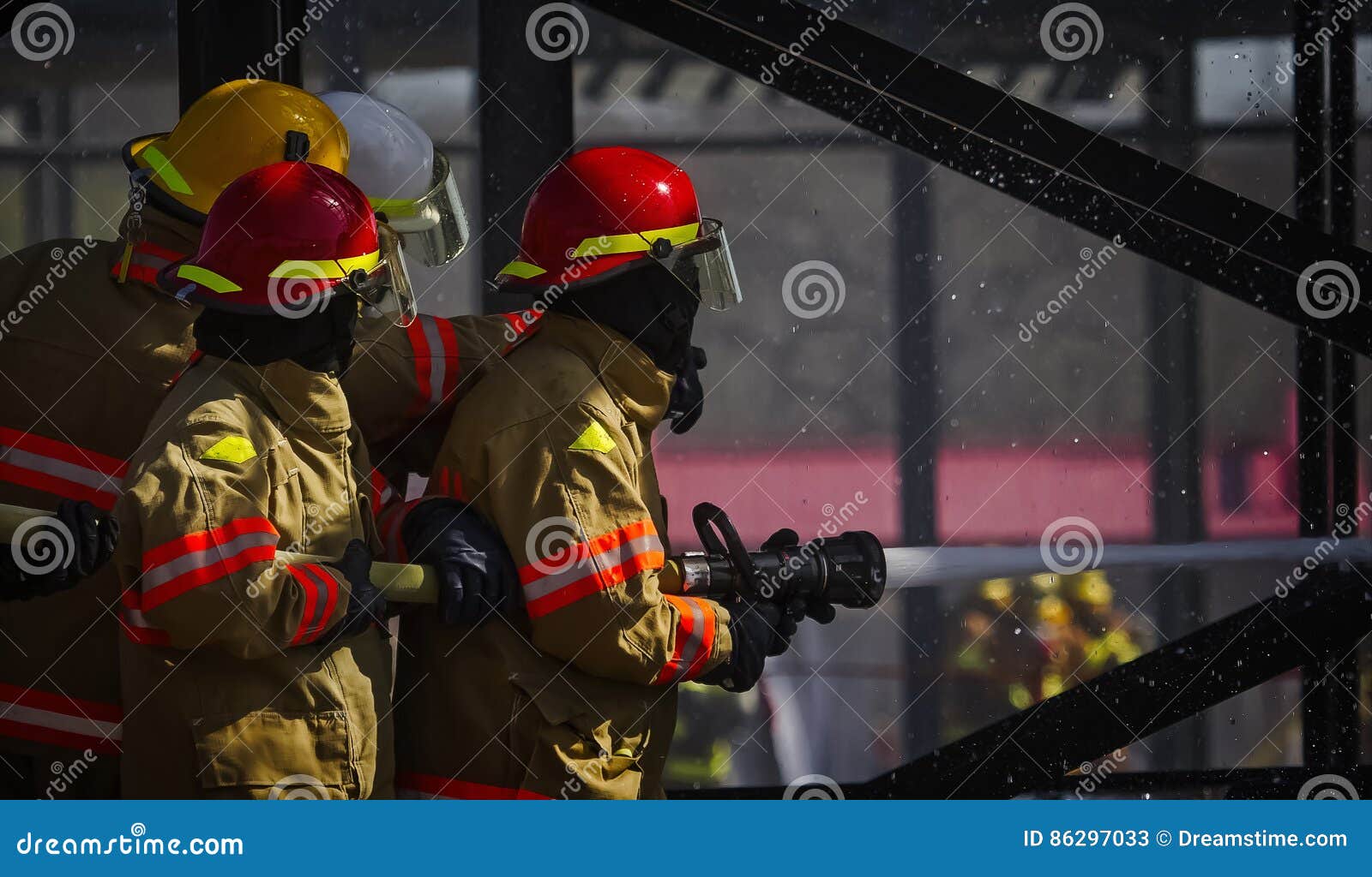 Fire School Training with Live Fire and Fireman Stock Image - Image of ...
