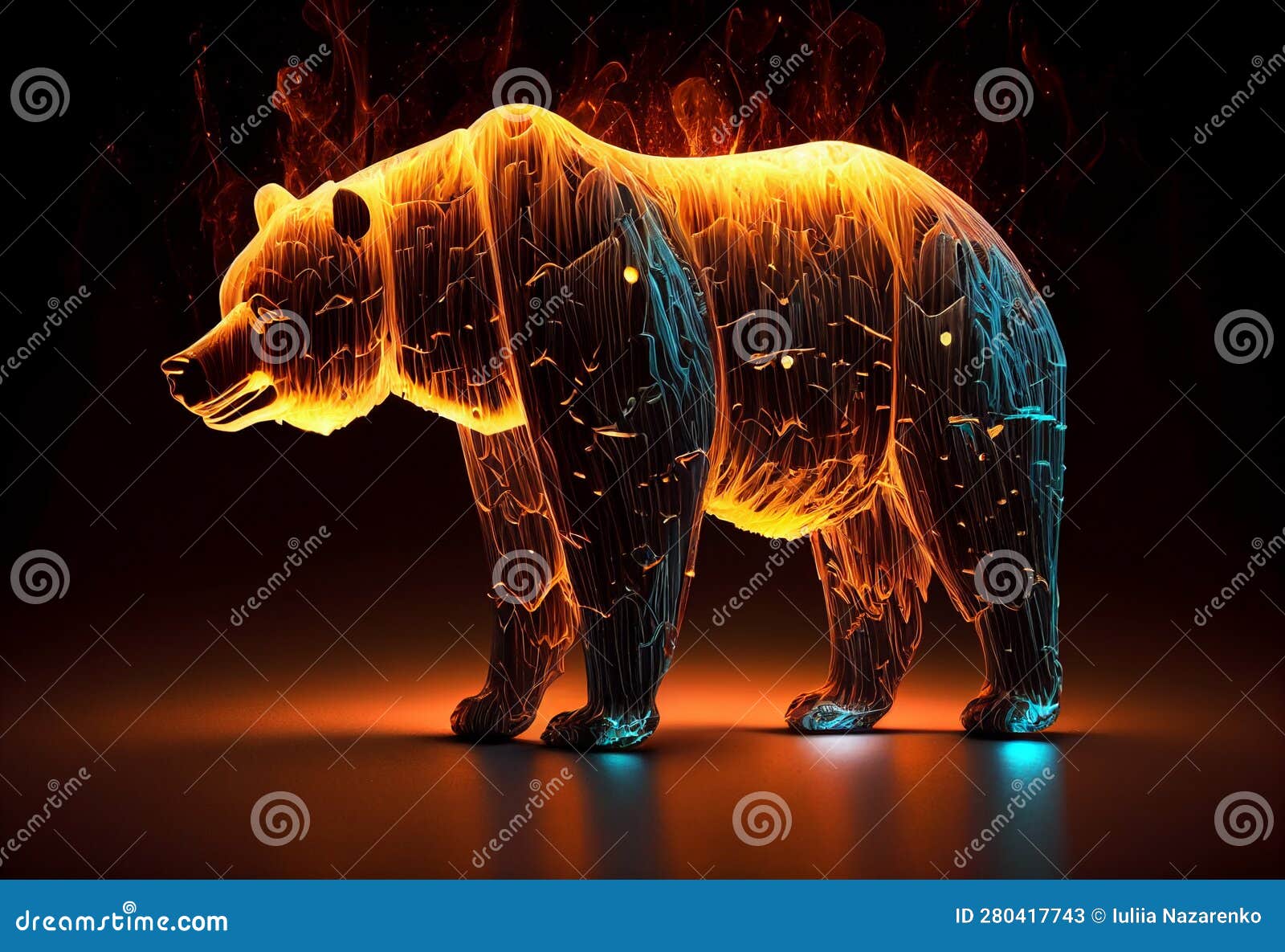Fire Sculpture of a Bear in the Stock Market. AI Generated Stock ...