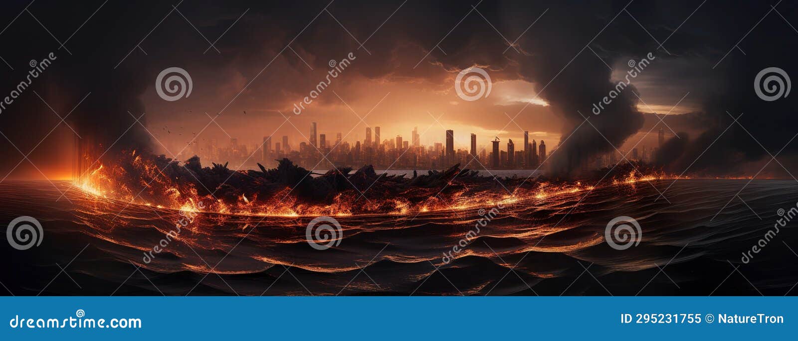 Fire in the Sea Fire in the Water Generative AI Stock Illustration ...