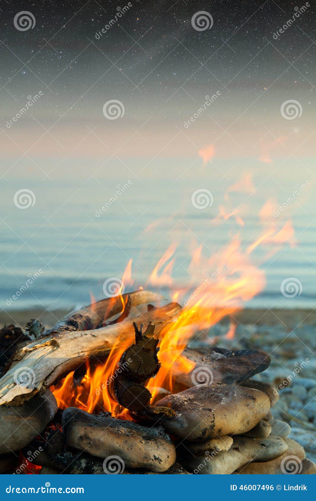 Fire at sea stock photo. Image of bright, light, rock - 46007496