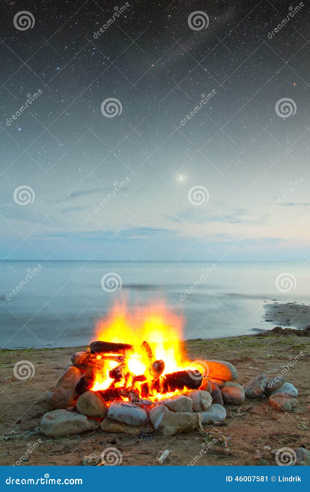 Fire at sea stock image. Image of fire, bonfire, camp - 46007581