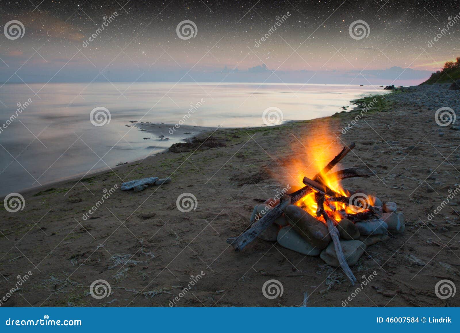 Fire at sea stock photo. Image of bright, orange, camp - 46007584