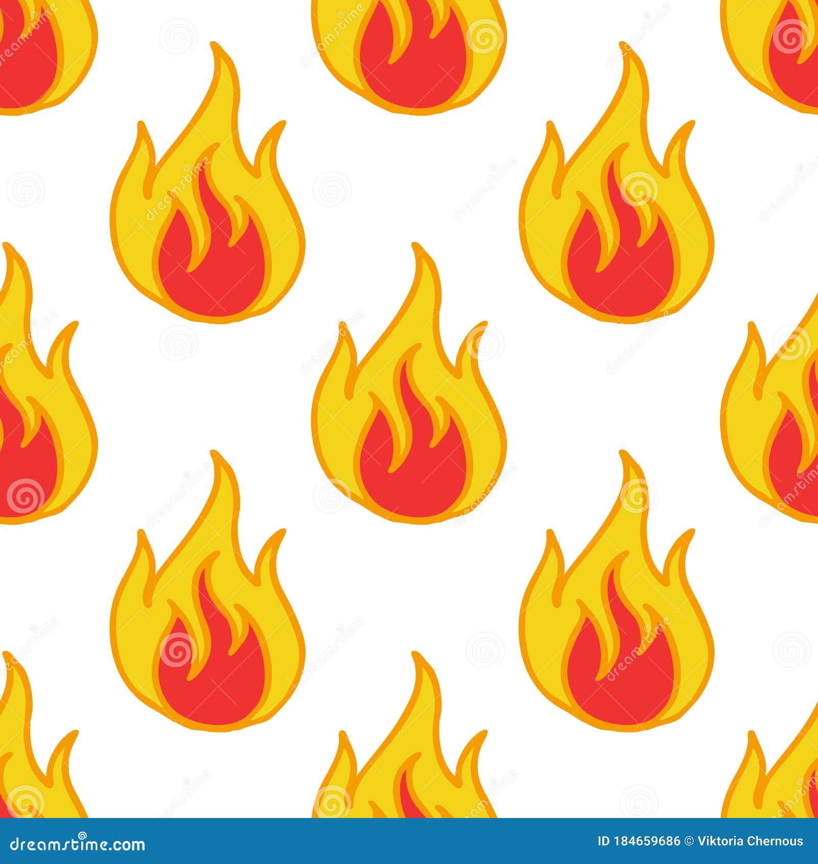 Fire Seamless Doodle Pattern Stock Illustration - Illustration of ...