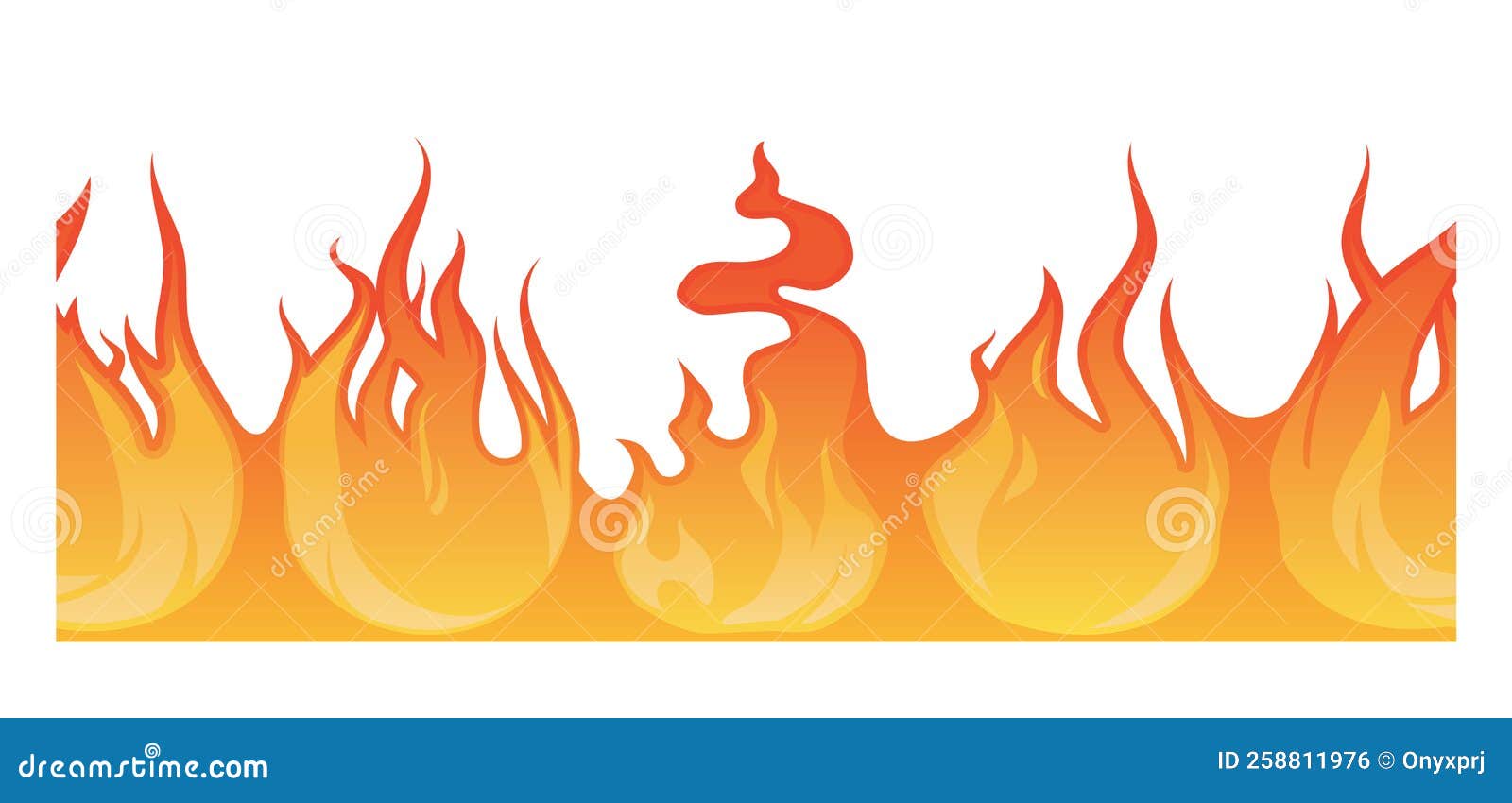 Fire Seamless Horizontal Pattern. Cartoon Flame Border Stock Vector ...