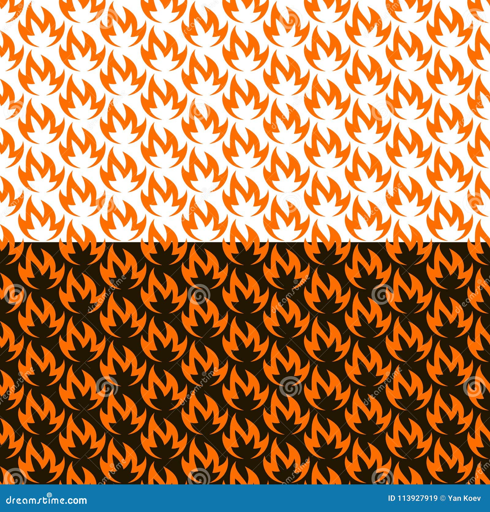 Fire Seamless Pattern on Black and White Stock Vector - Illustration of ...