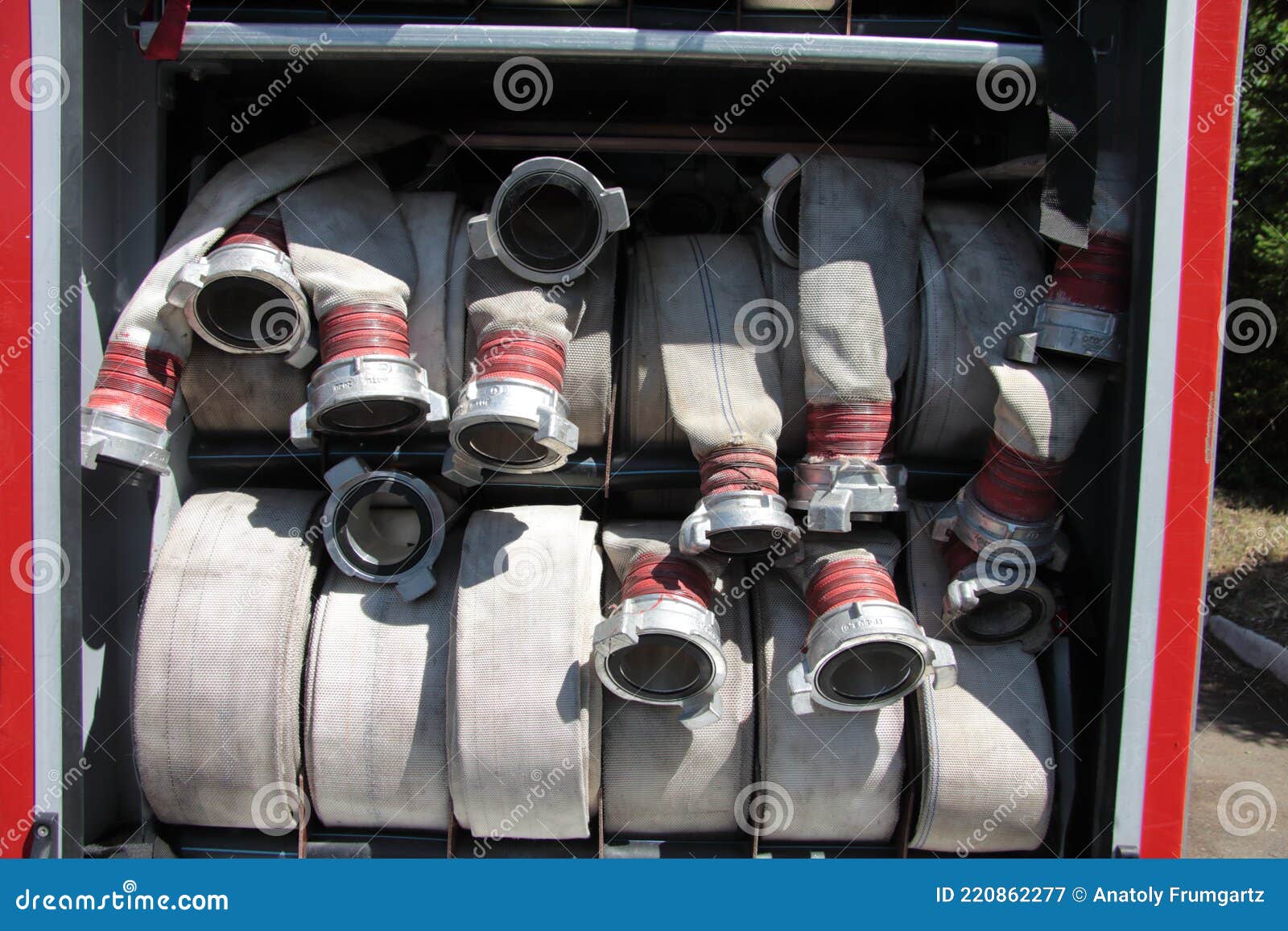 Fire Security Concept - Booster Hoses in a Fire Engine Stock Image ...