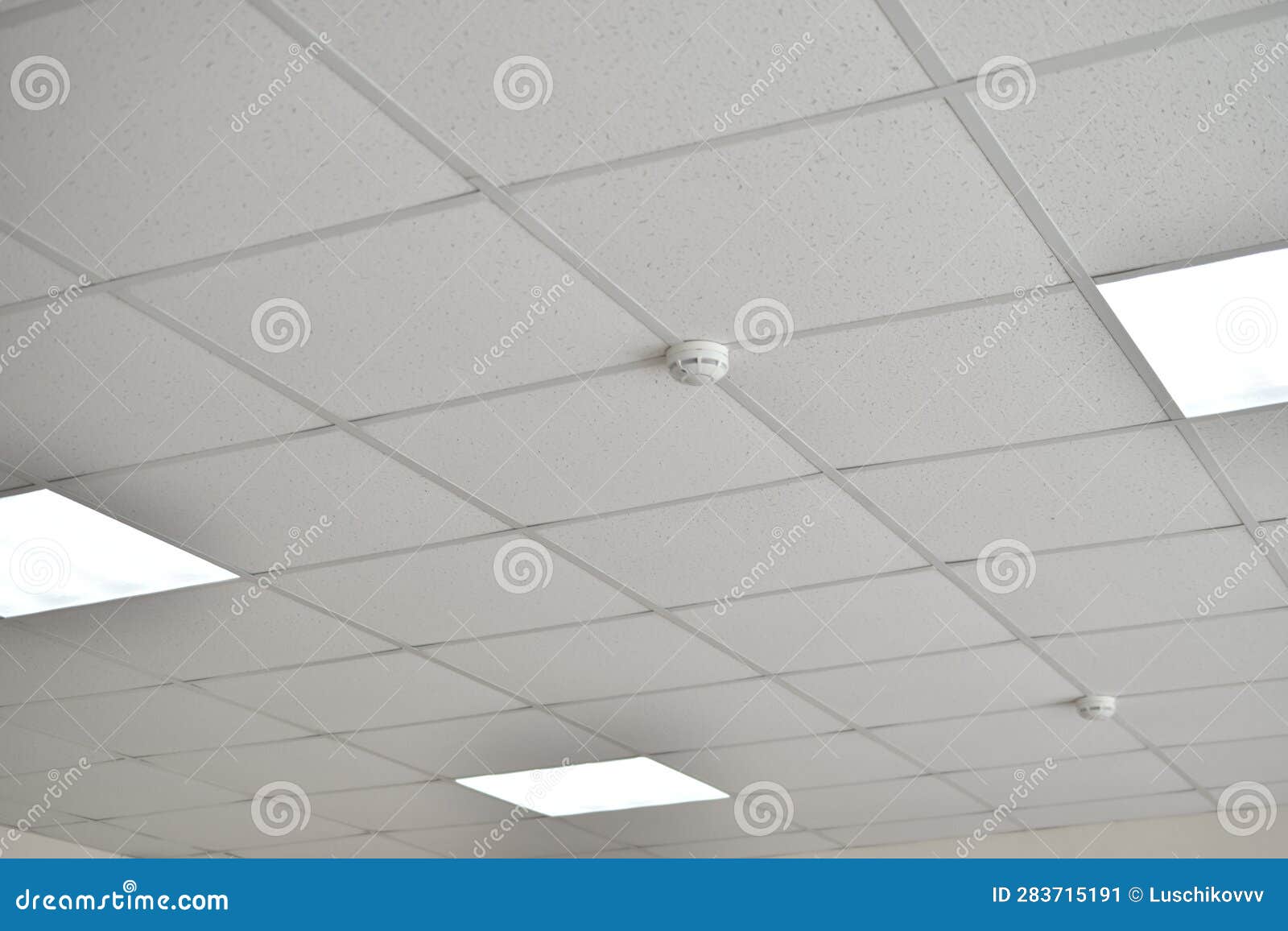 A Fire Sensor on the Ceiling. Armstrong Ceiling Stock Image - Image of ...