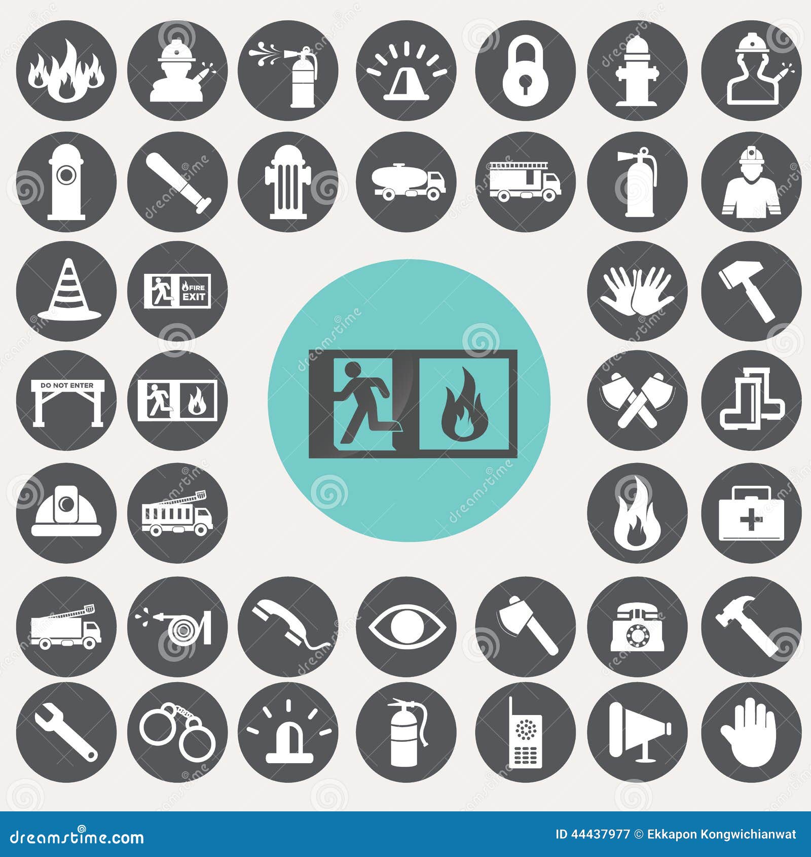 Fire service icons set. stock illustration. Illustration of flammable ...