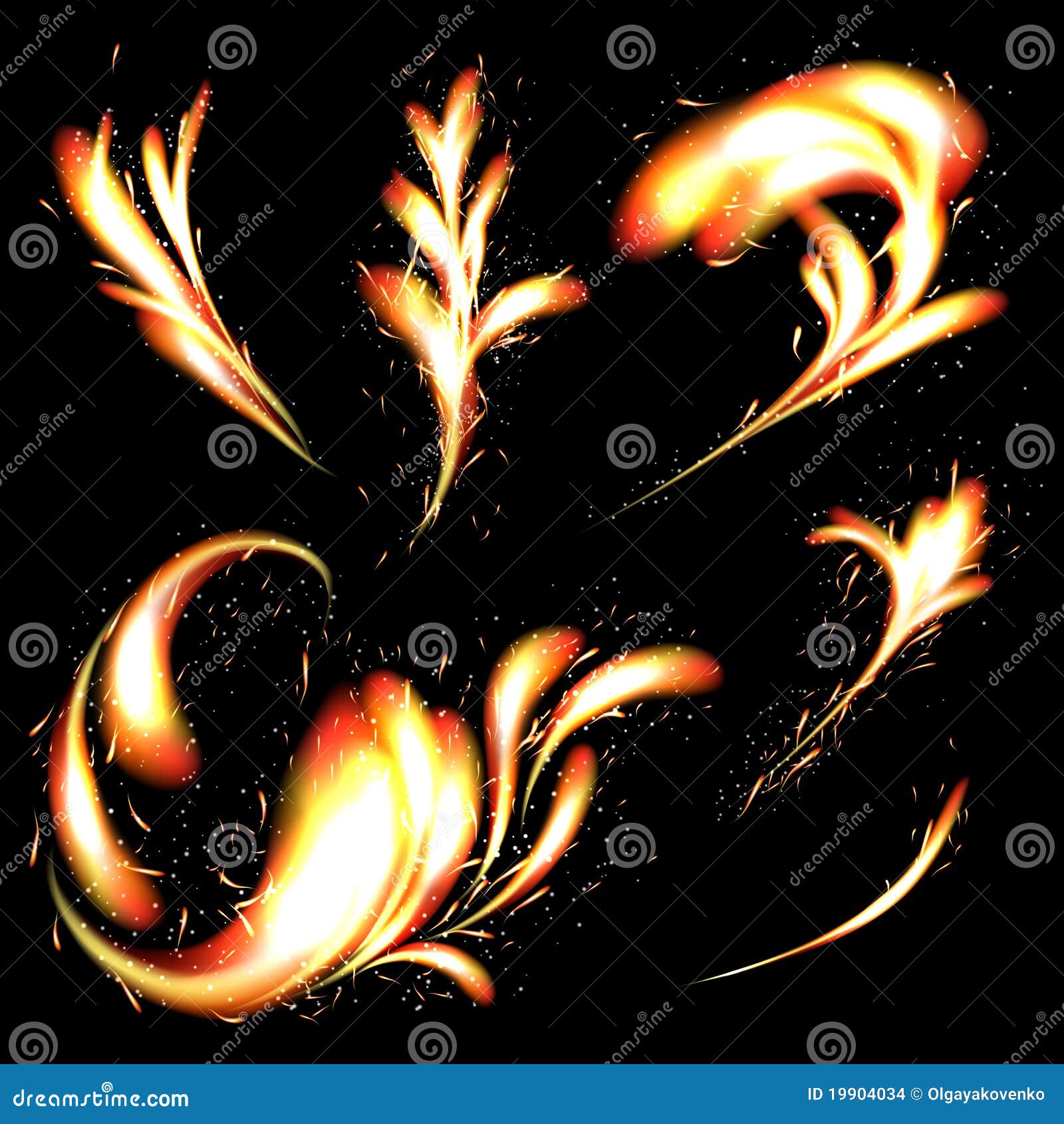 Fire set. stock vector. Illustration of flame, danger - 19904034