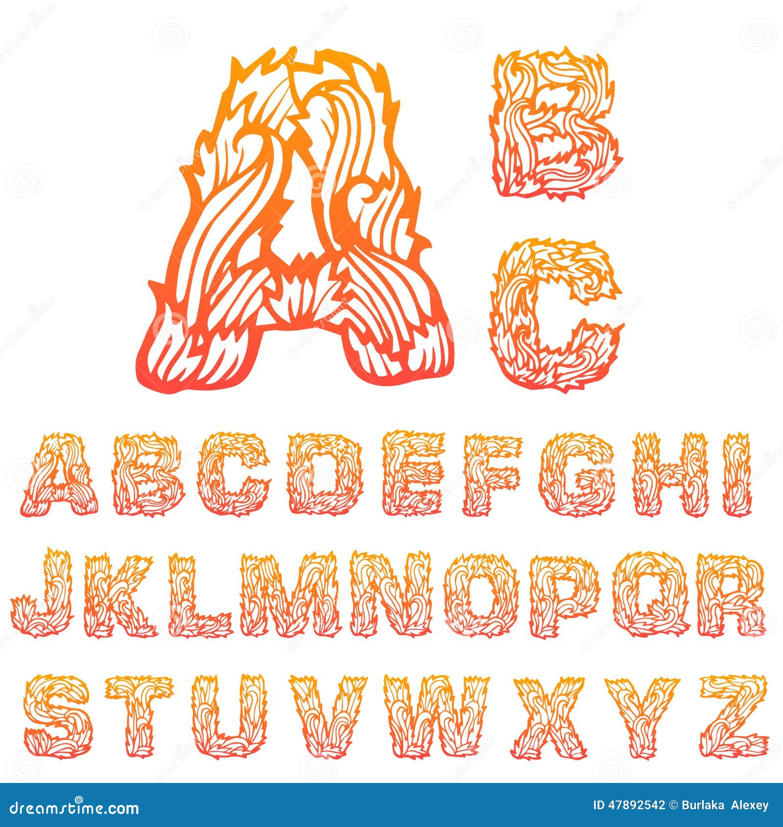 Fire Set Font Alphabet Text on a Red Background Stock Vector ...