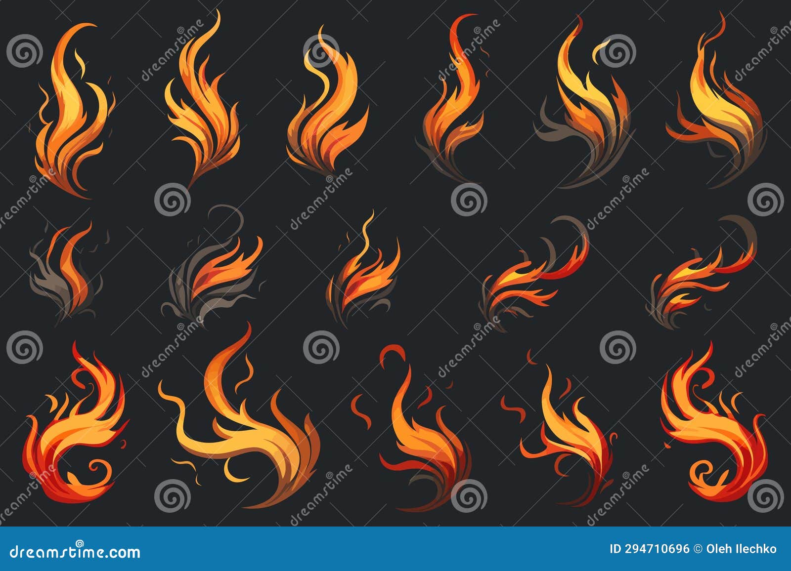 Fire Set Vector Isolated Vector Style Illustration Stock Illustration ...