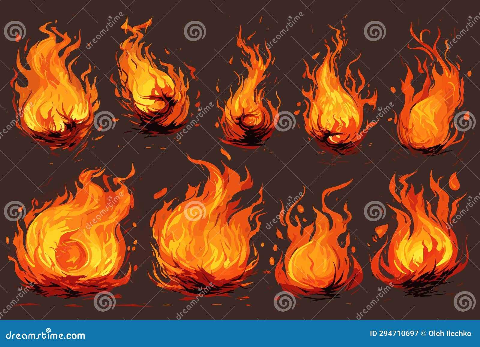 Fire Set Vector Isolated Vector Style Illustration Stock Illustration ...