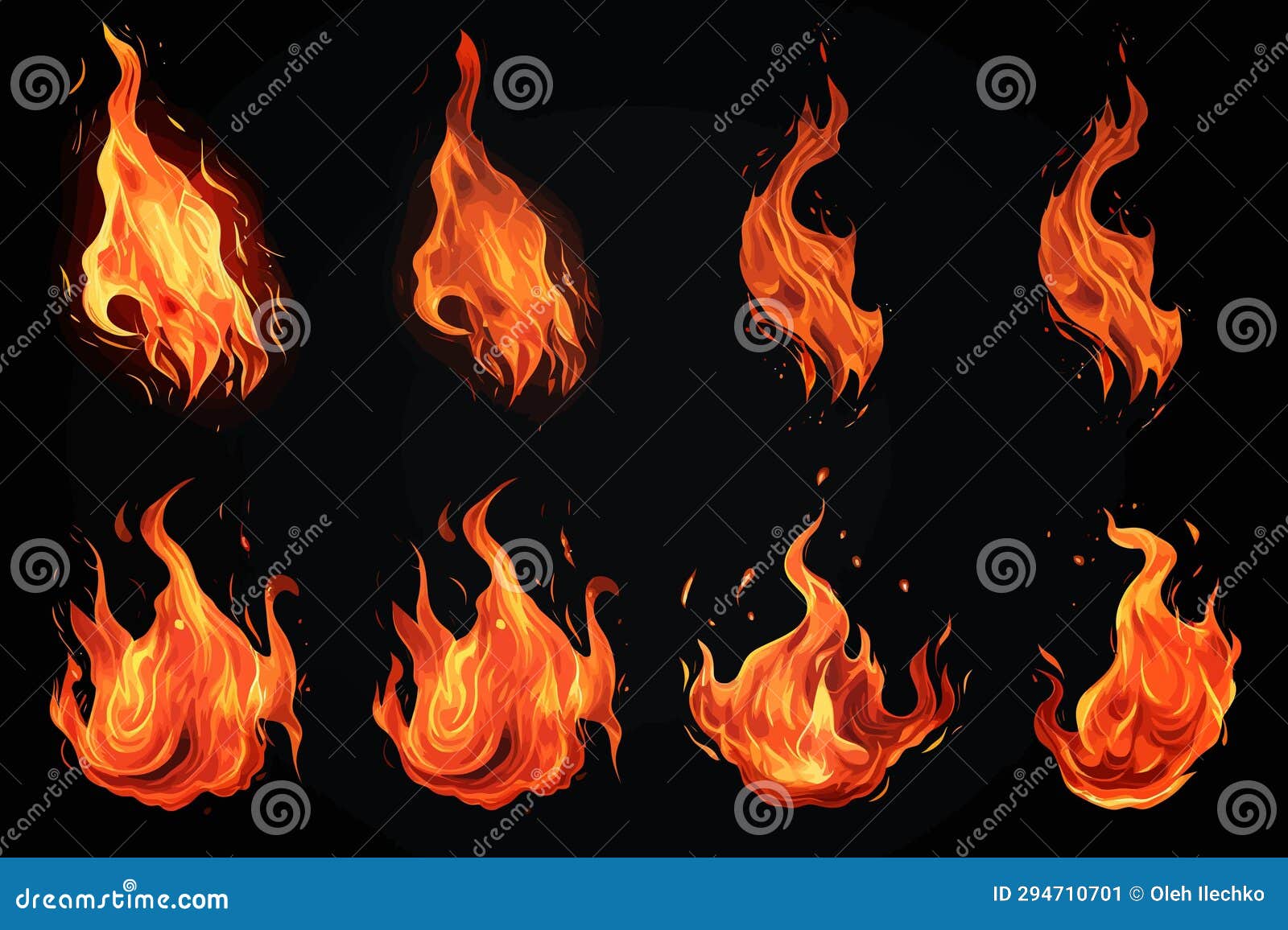 Fire Set Vector Isolated Vector Style Illustration Stock Vector ...