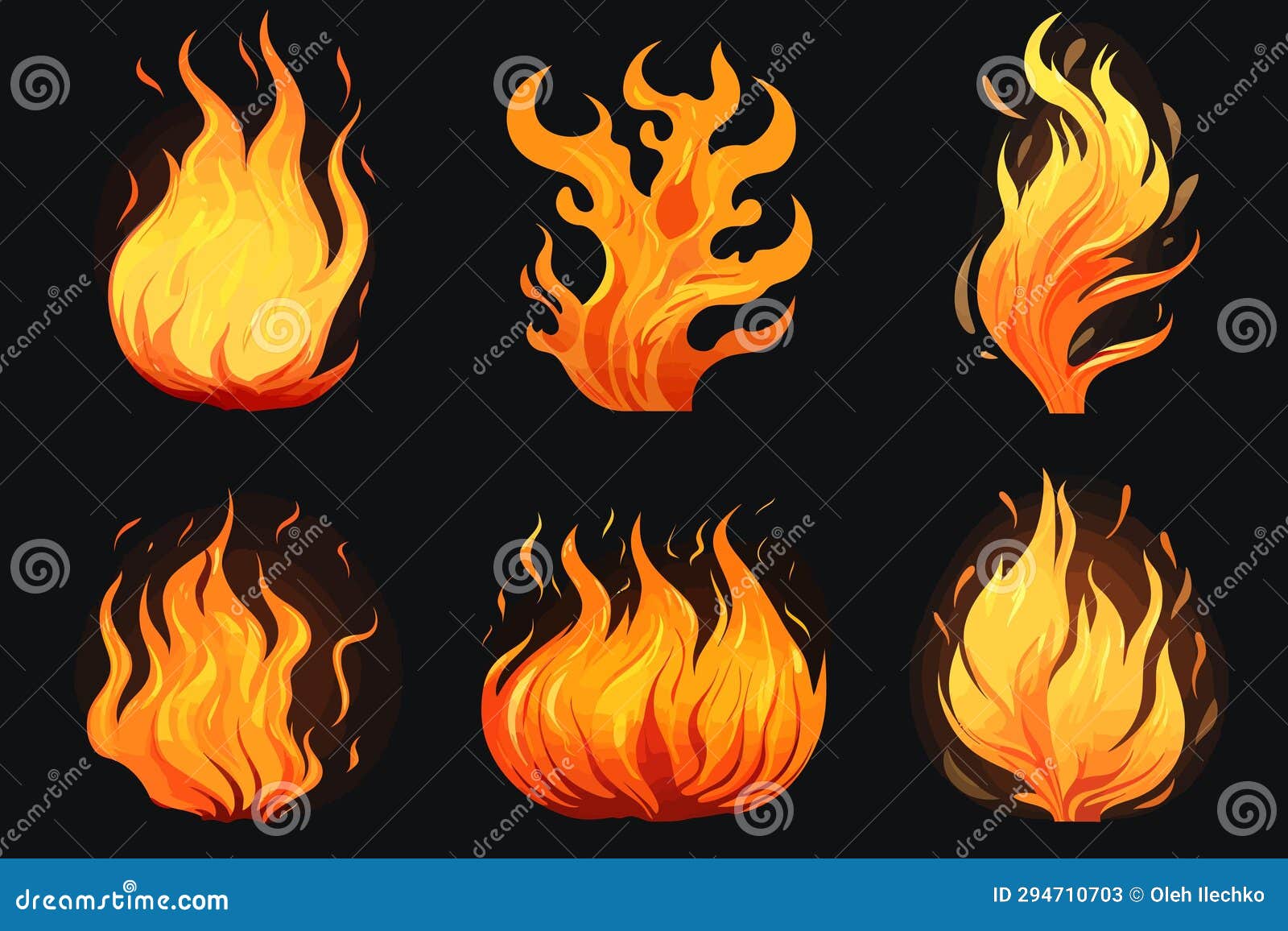 Fire Set Vector Isolated Vector Style Illustration Stock Vector ...