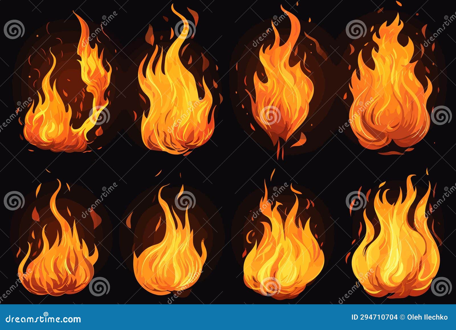 Fire Set Vector Isolated Vector Style Illustration Stock Illustration ...