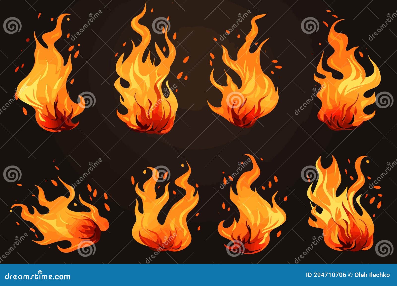 Fire Set Vector Isolated Vector Style Illustration Stock Illustration ...