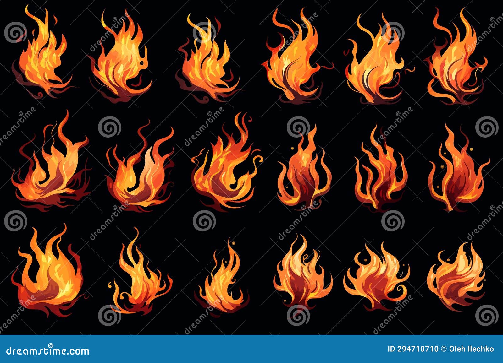 Fire Set Vector Isolated Vector Style Illustration Stock Vector ...