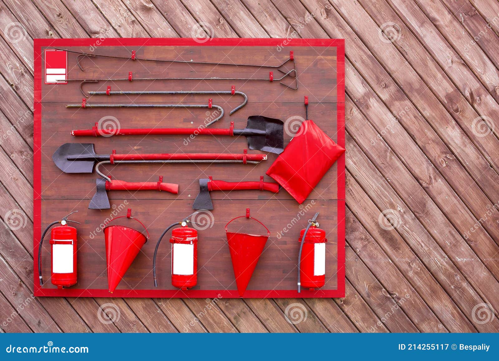 Fire Shield with Fire Fighting and Safety Tool. Stock Image - Image of ...