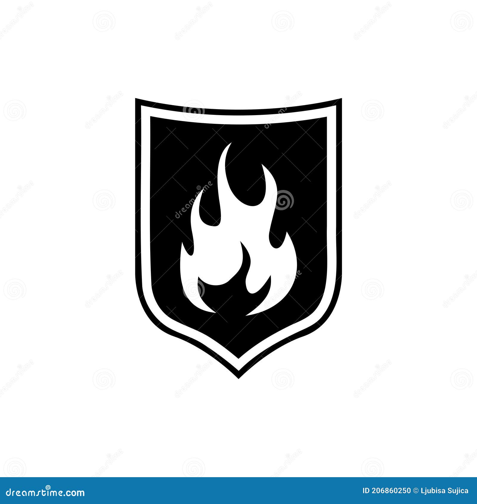 Fire Shield Logo Design Isolated on White Background Stock Vector ...
