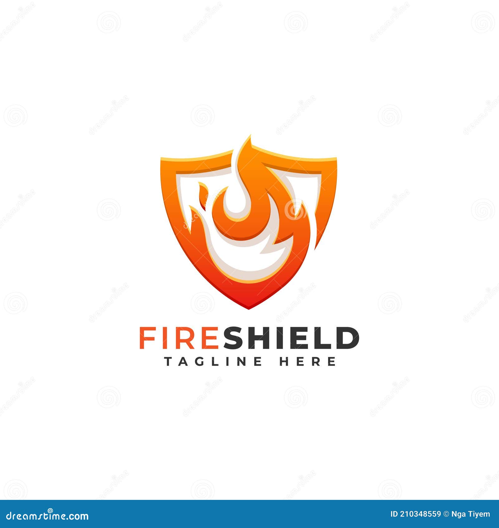 Fire Shield Logo Template stock vector. Illustration of fiery - 210348559