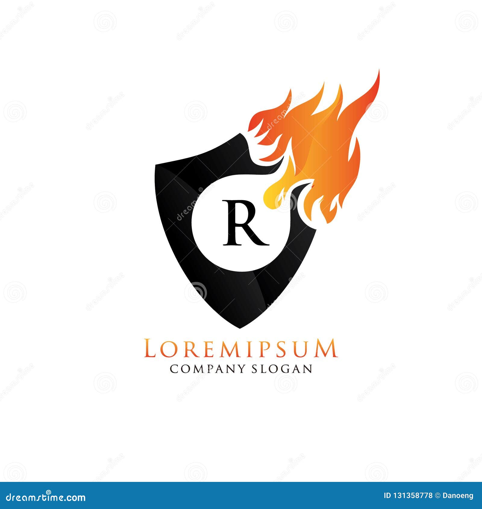 Fire shield R Letter Logo stock illustration. Illustration of badge ...