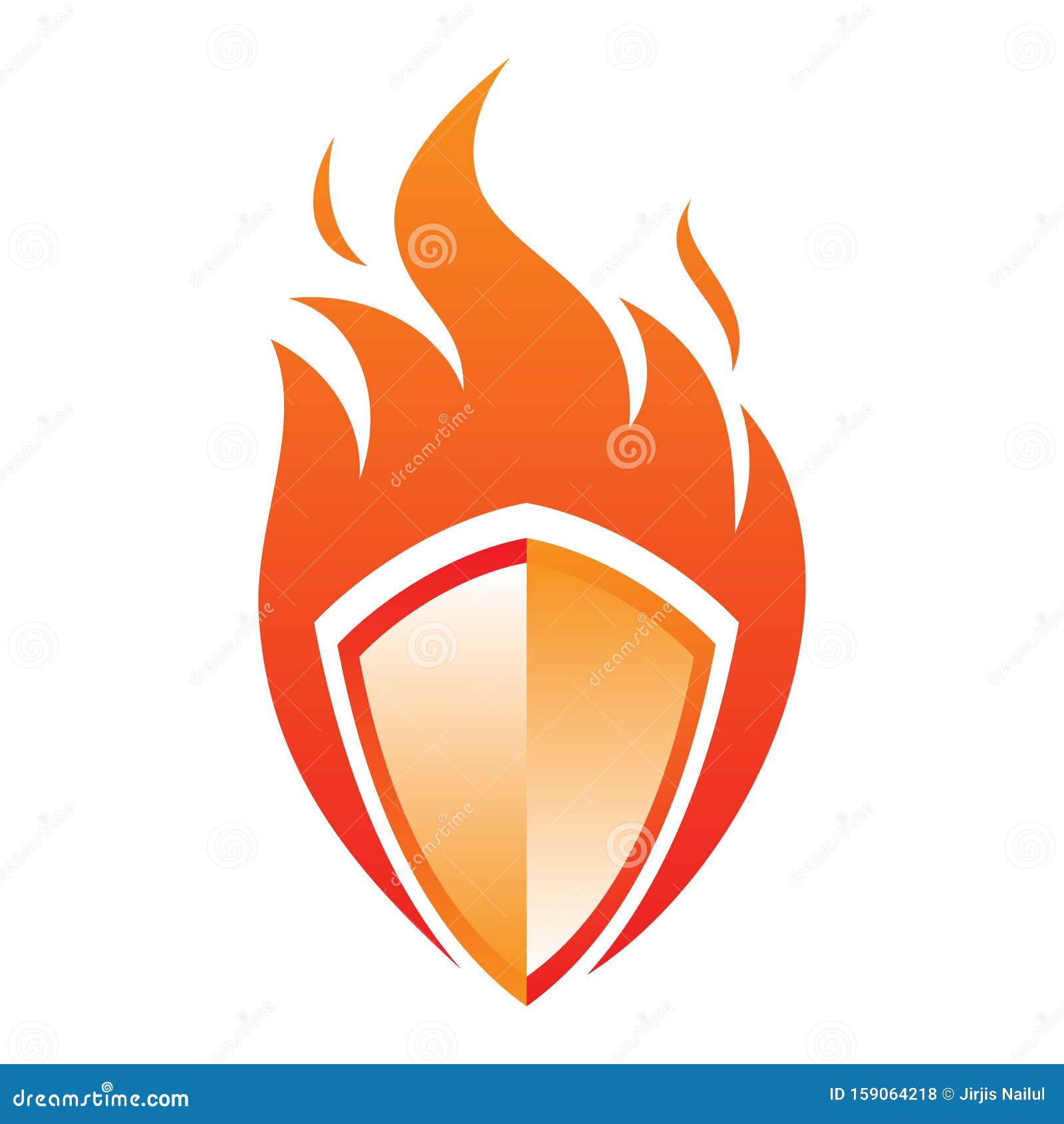 Fire Shield Vector Icon in Abstract Style on the White Background Stock ...