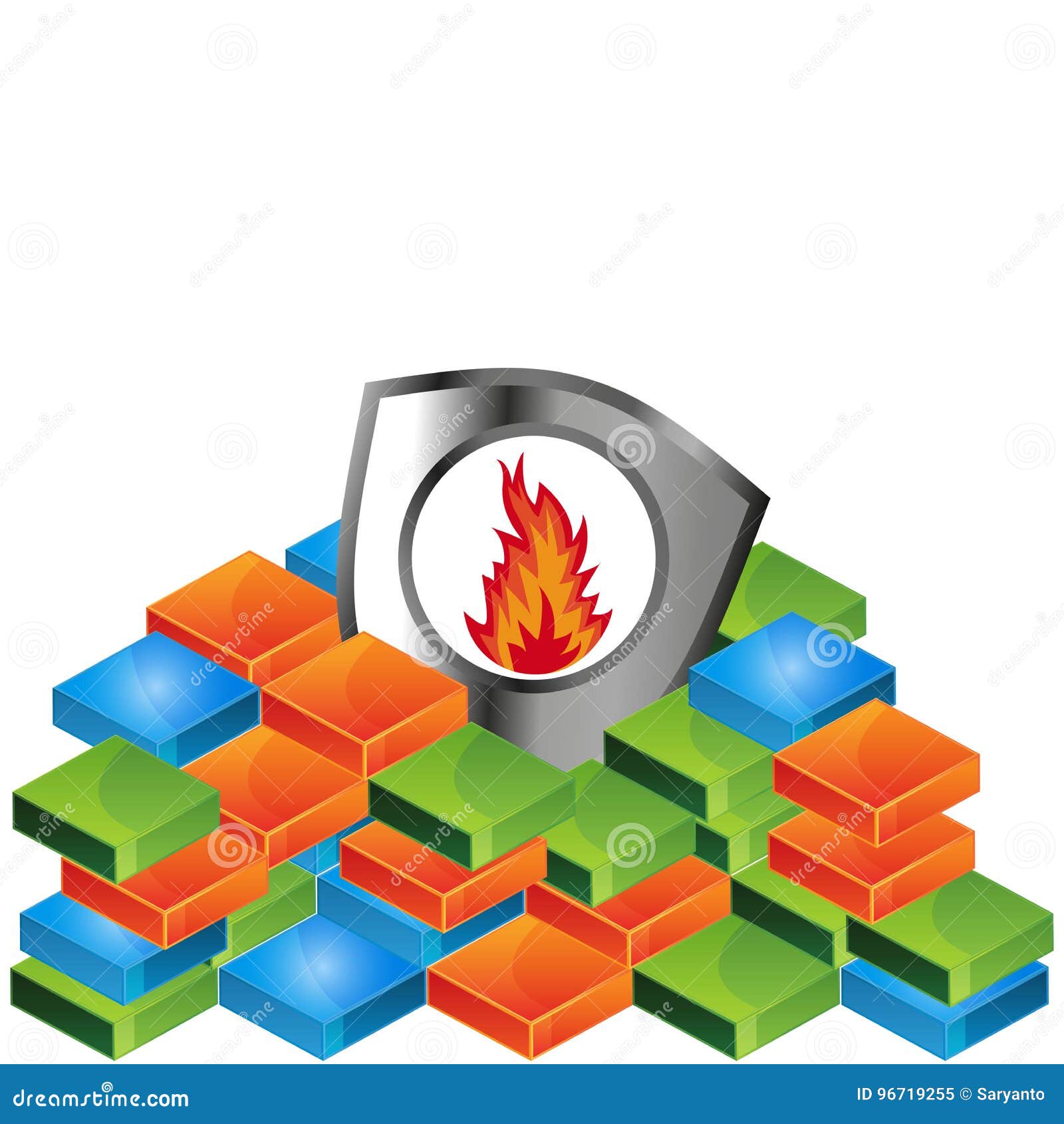 Fire Shield Vector Illustration Stock Vector - Illustration of frame ...