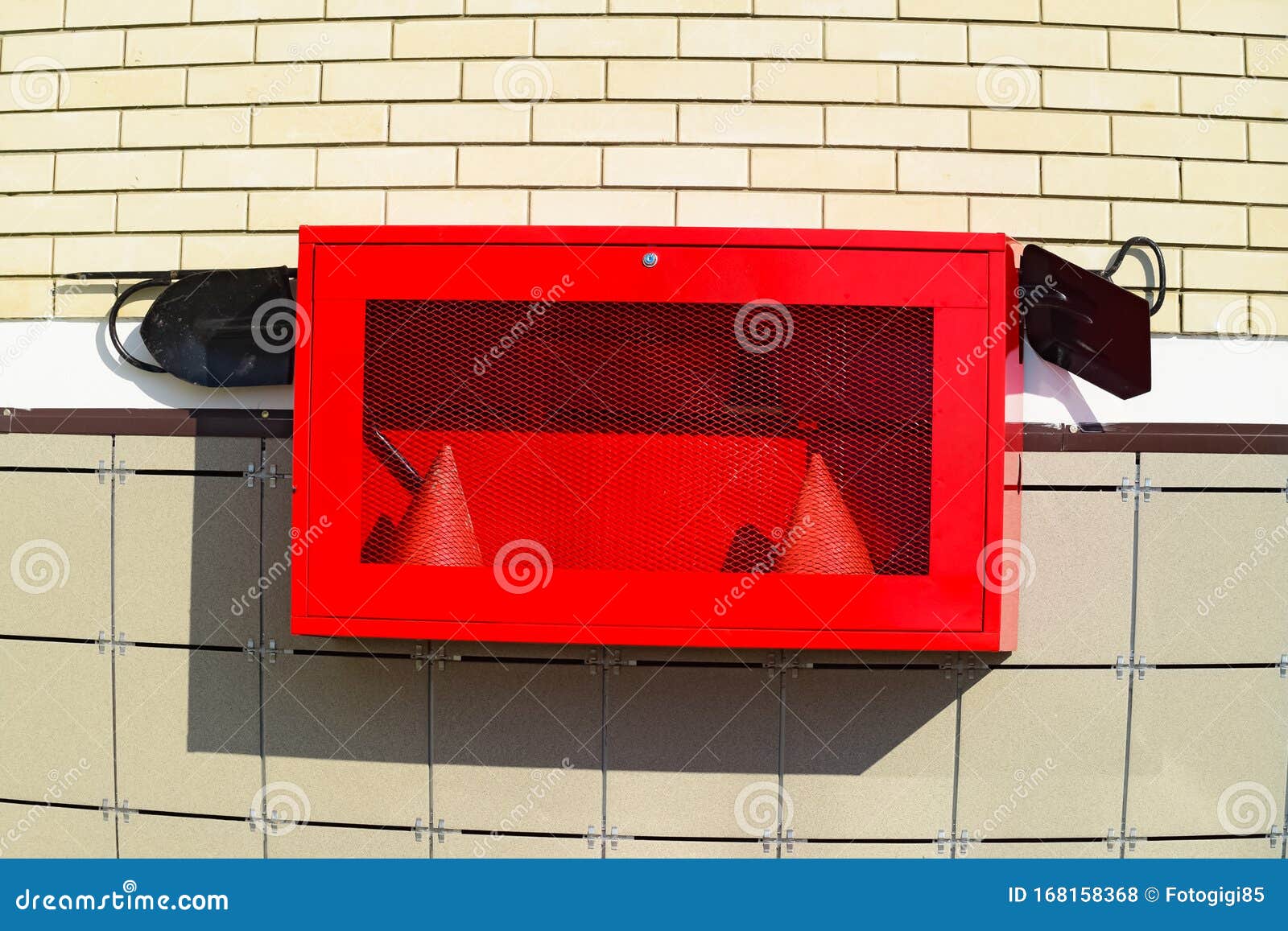 Fire Shield on the wall stock photo. Image of safety - 168158368