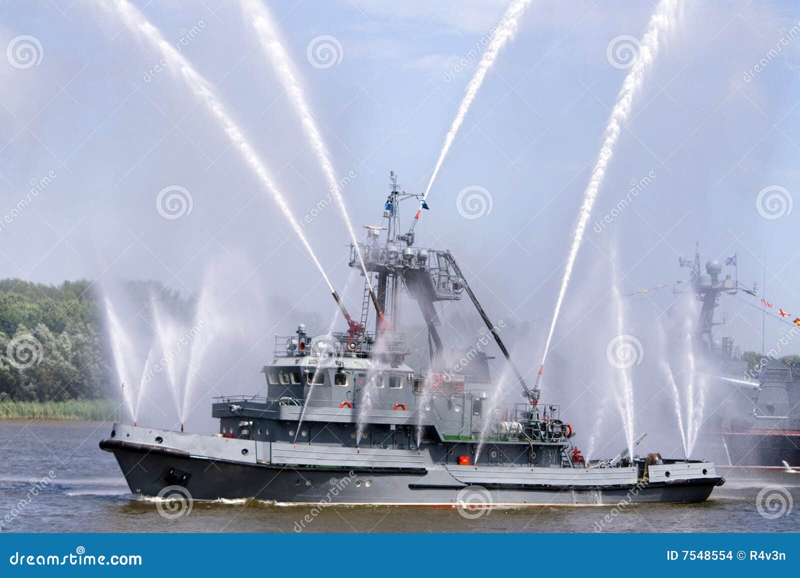 Fire ship stock photo. Image of battleship, boat, rescue - 7548554