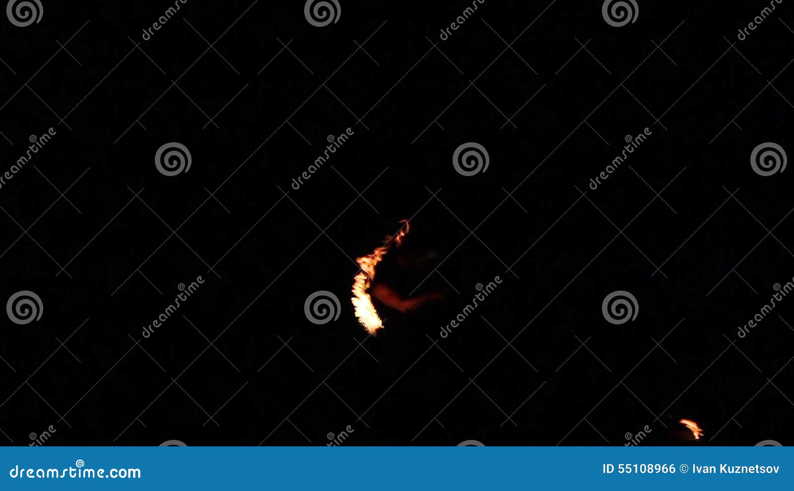 Fire Show Artist Twists Fire in the Dark Stock Footage - Video of ...