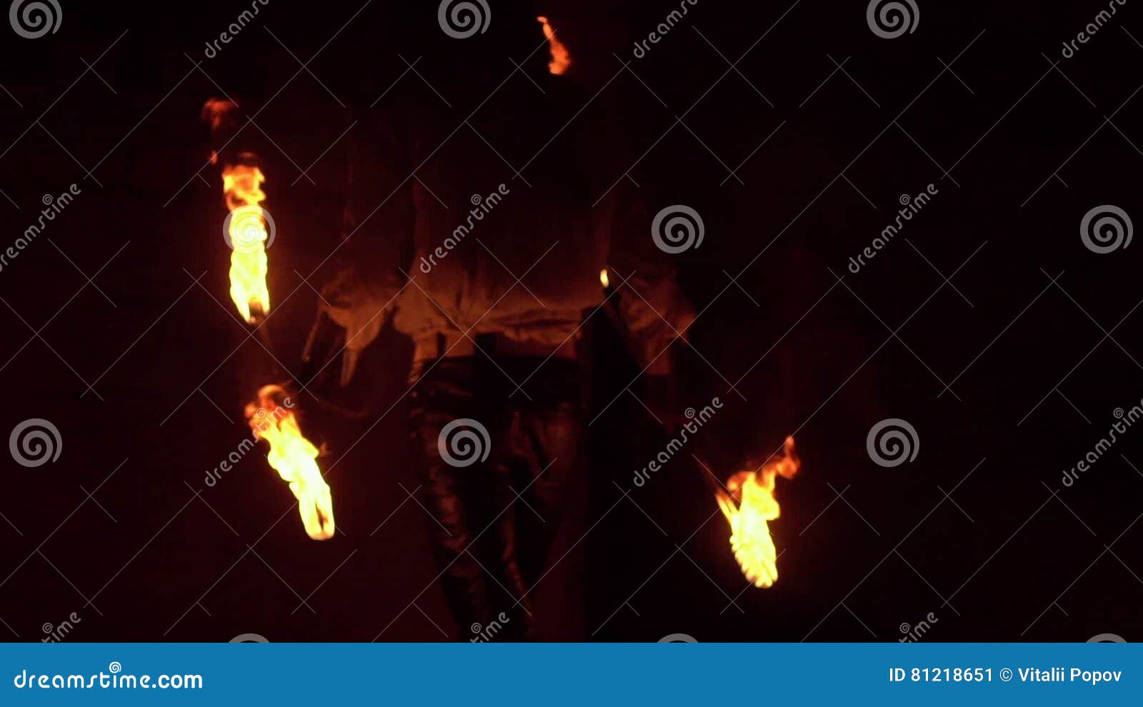 Fire Show Breather Spitting Flame. Slow Motion Stock Video - Video of ...