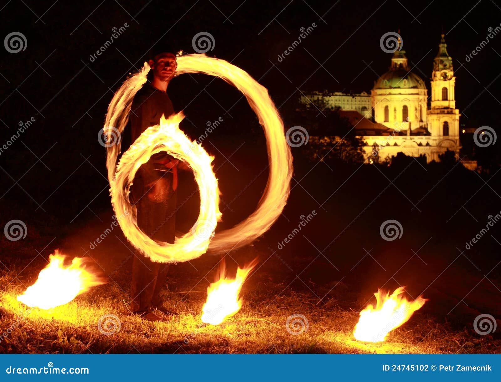 Fire Show with Church Behind Editorial Photography - Image of church ...
