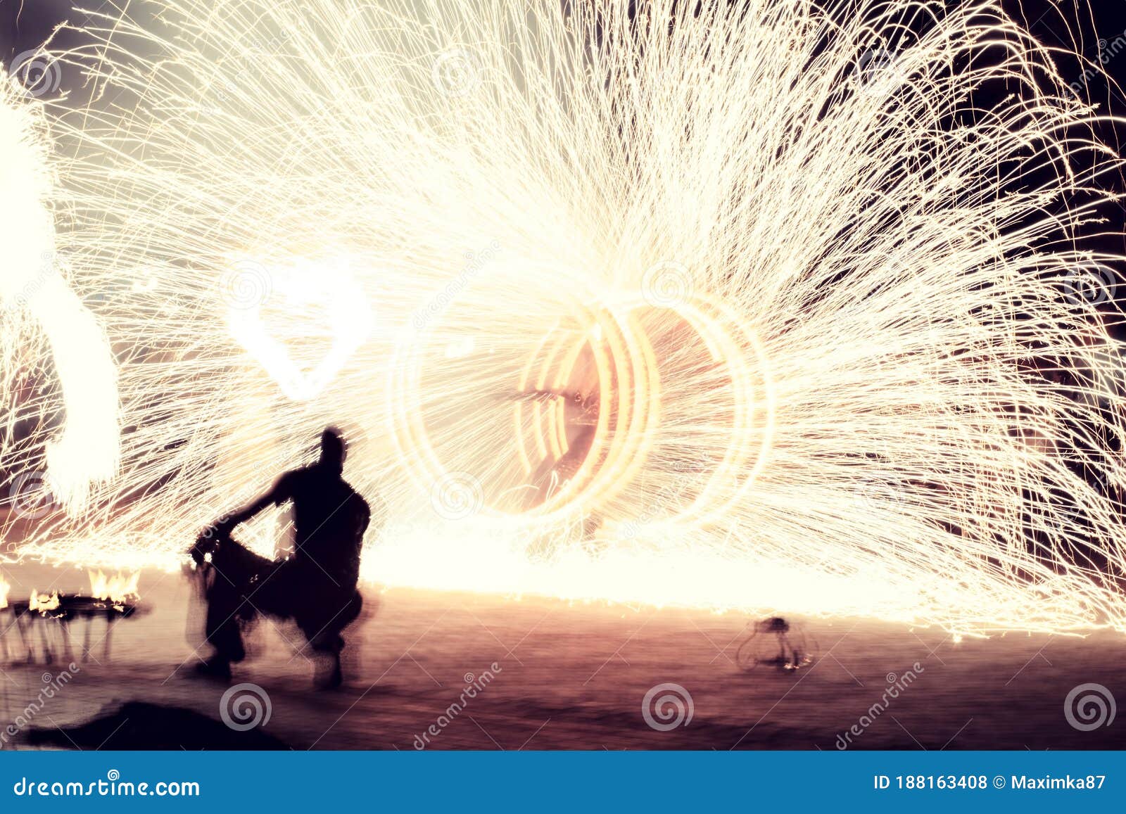 Fire Show Figures, Night Representation, Night Entertainment Stock ...