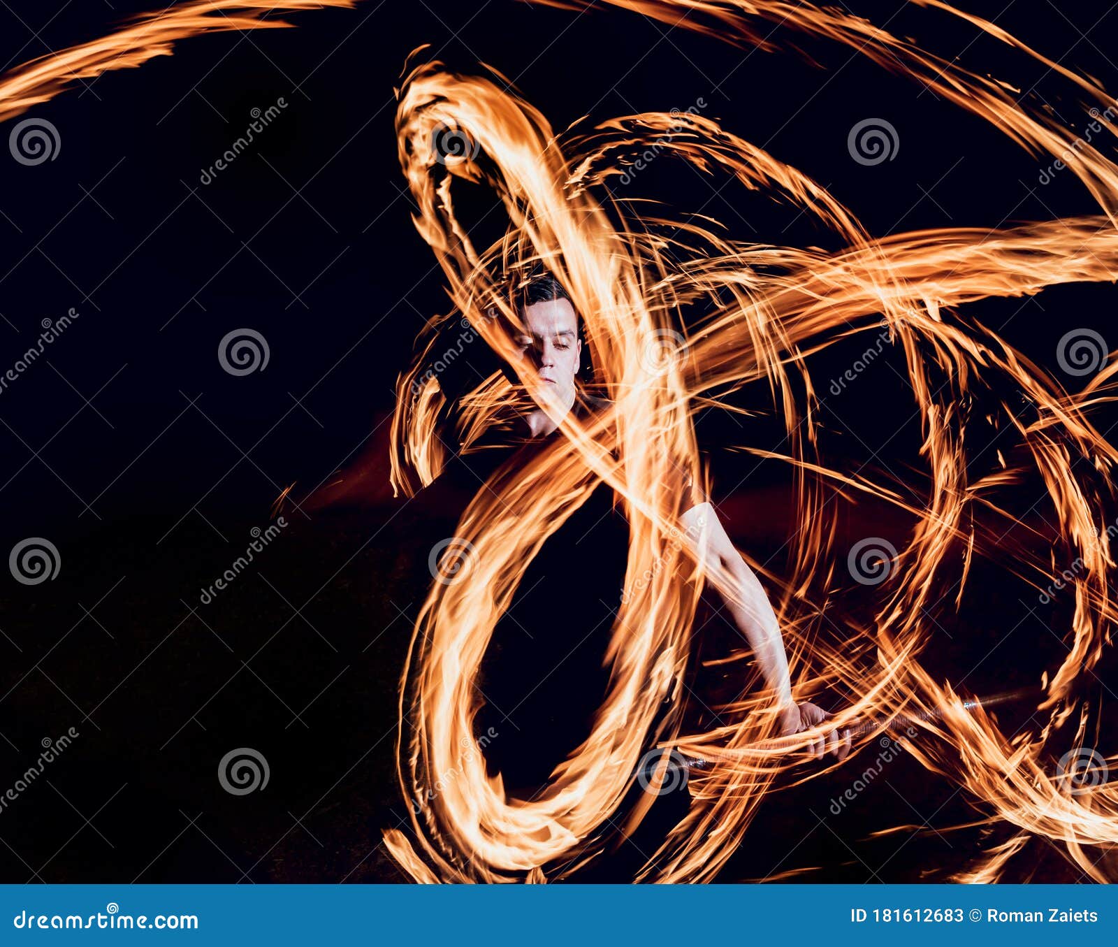 Fire Show. Fire Performance at the Night Stock Image - Image of heat ...