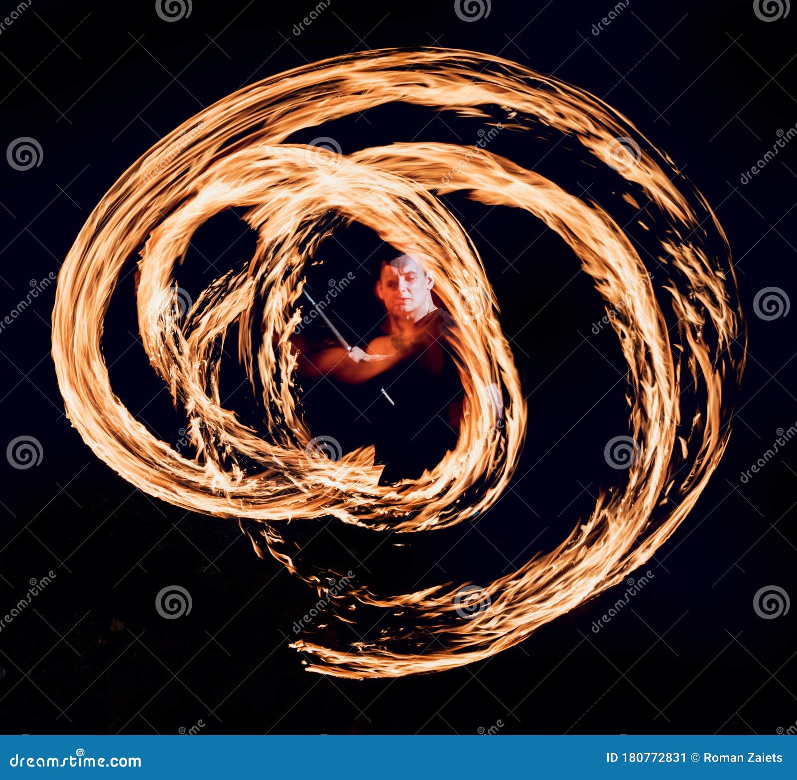 Fire Show. Fire Performance at the Night Stock Image - Image of amazing ...