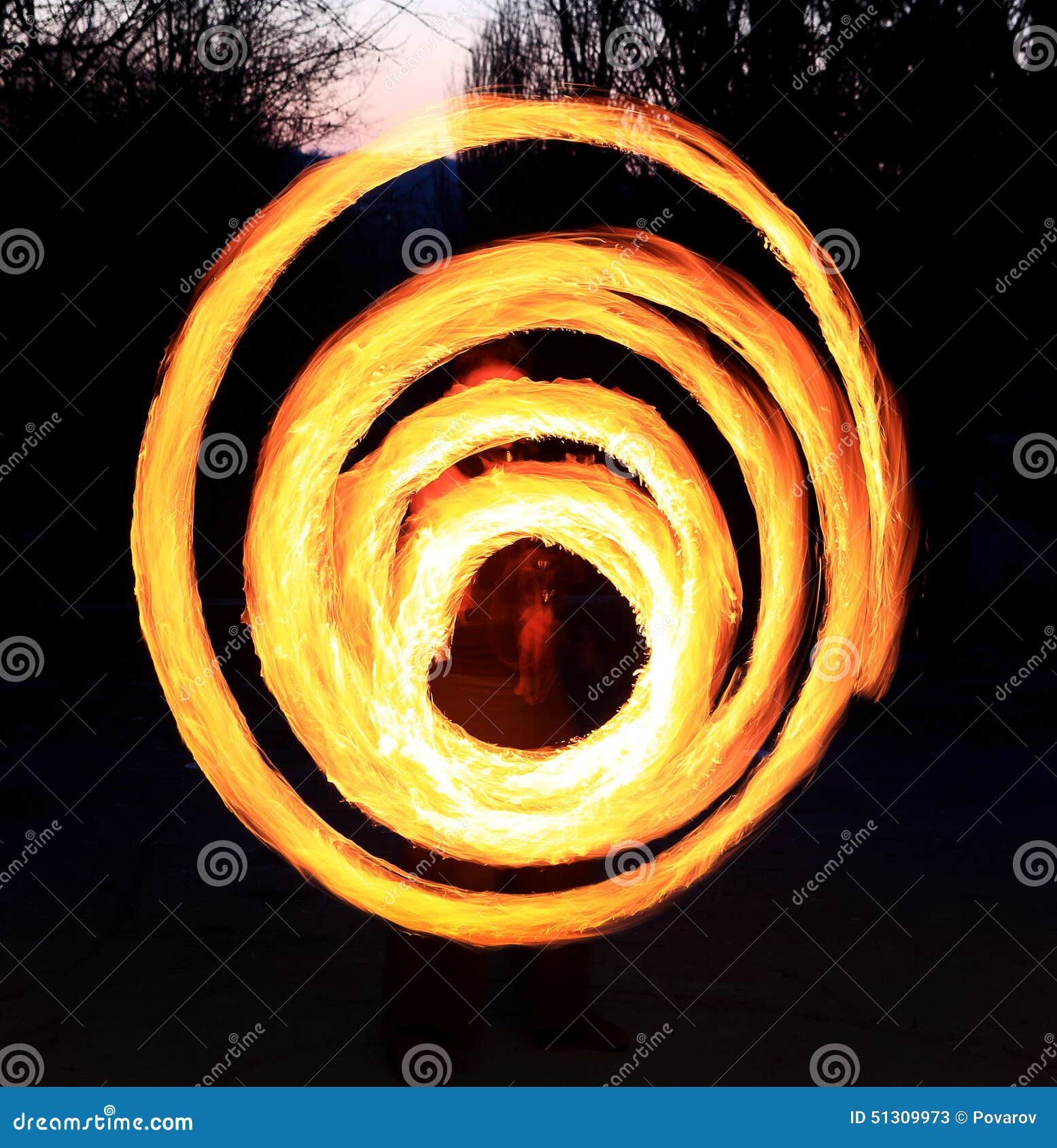 Fire Show Flaming Trails, Background Stock Image - Image of circle ...