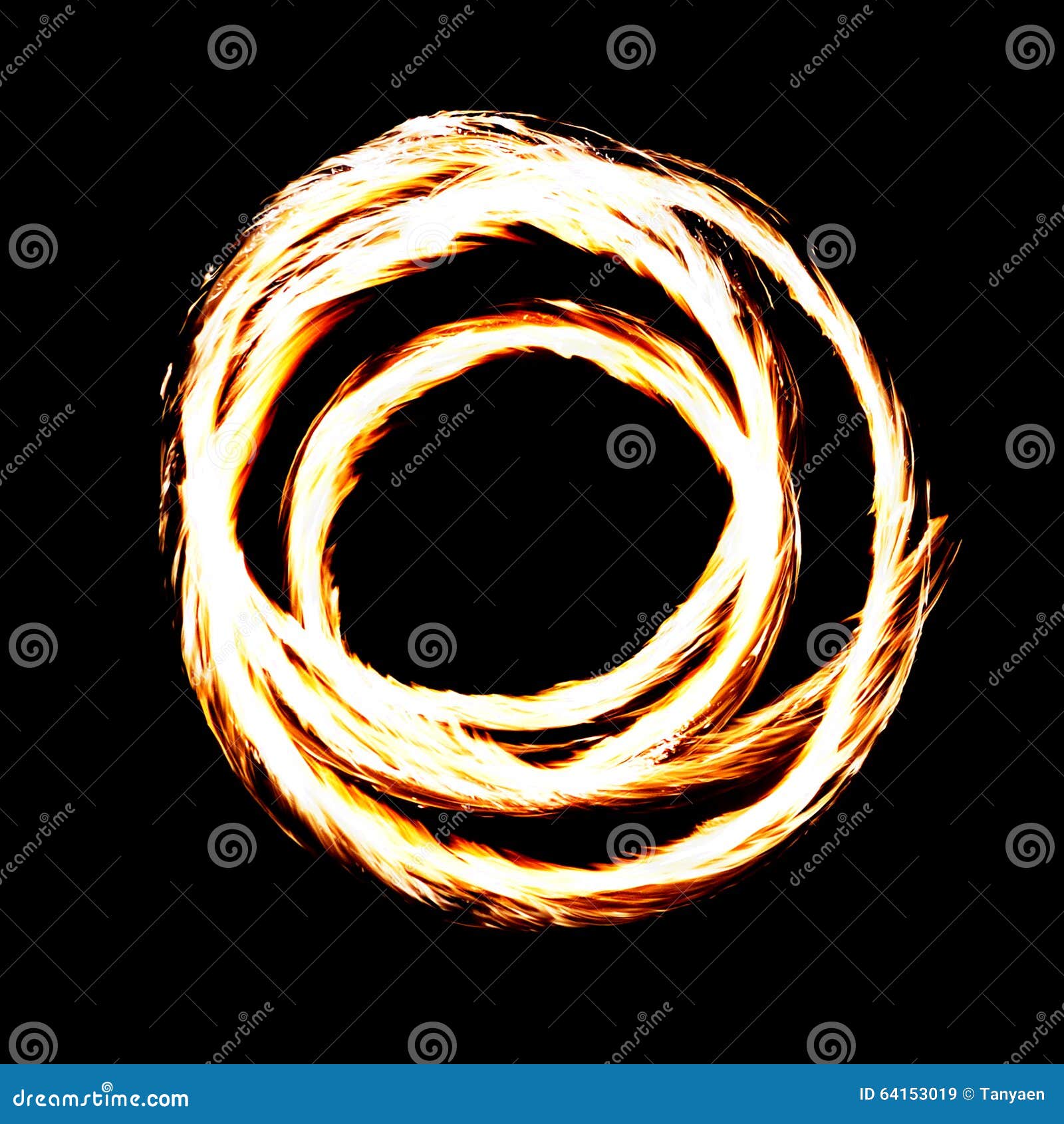 Fire Show Flaming Trails, Blak Background Stock Image - Image of burn ...