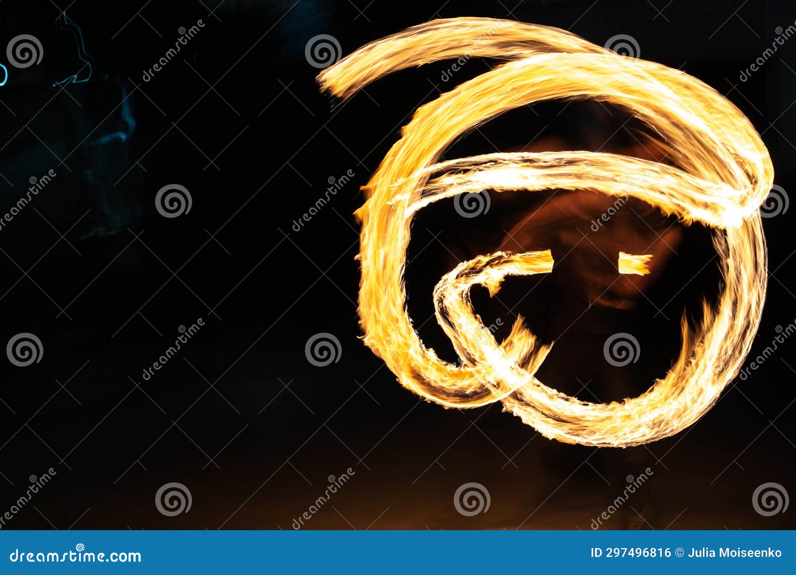 Fire Fire Show, a Night Performance with a Burning Fire. Stock Photo ...