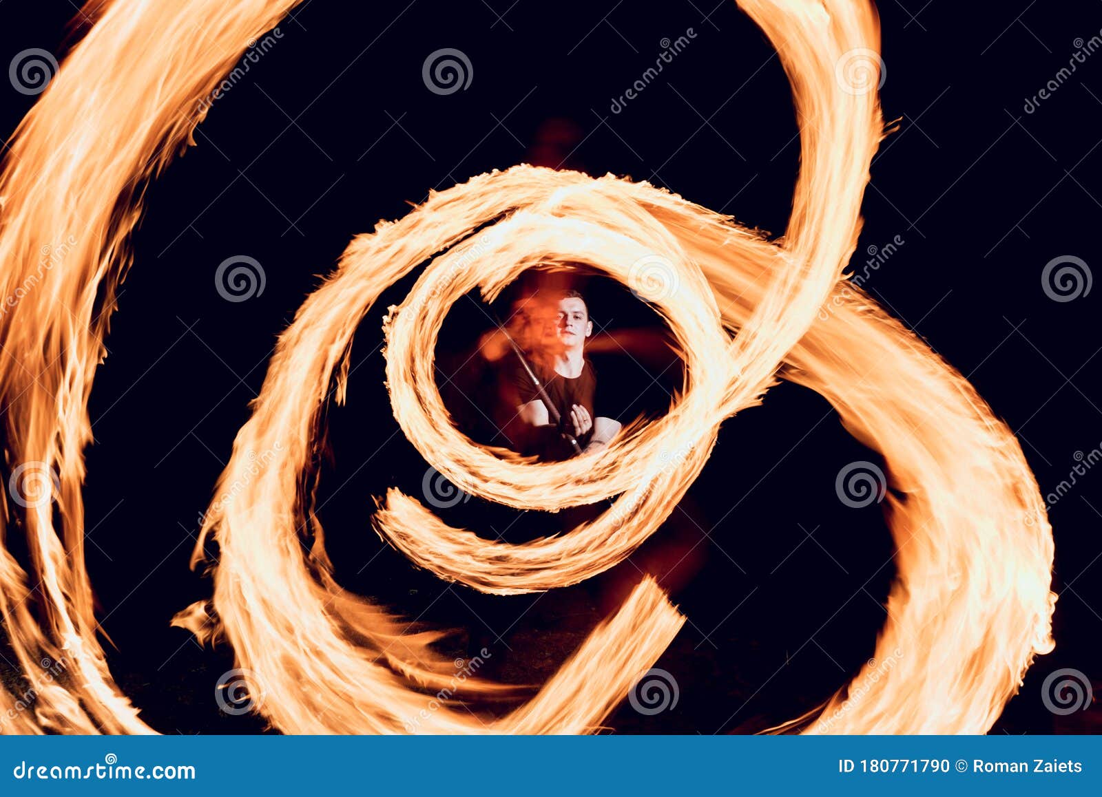 Fire Show. Fire Performance at the Night Stock Photo - Image of heat ...