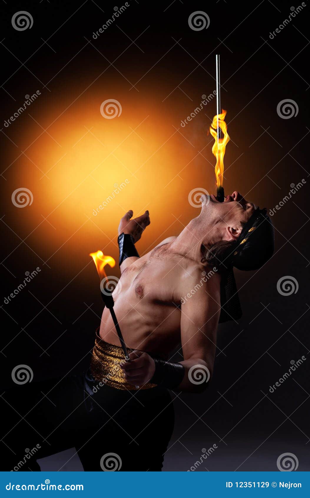 Fire Show, Dancing With Flame, Male Master Fakir Blowing Fire ...