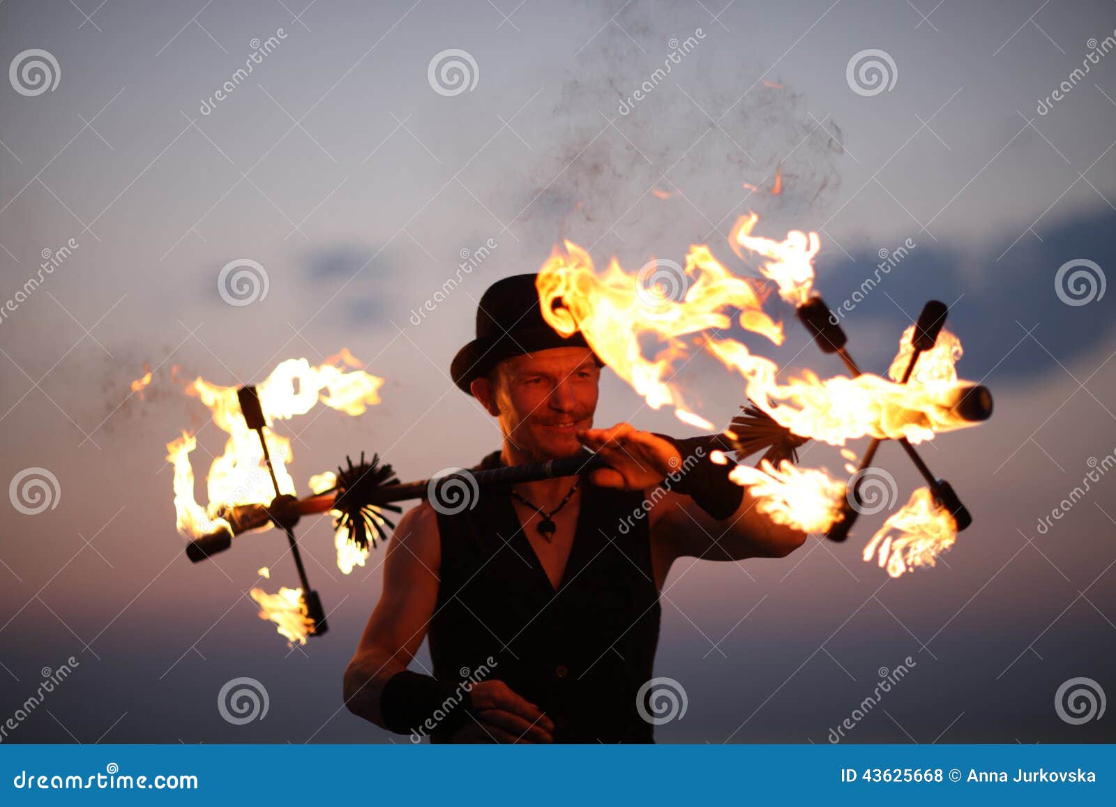 Fire Show Tricks, Keeping Balance Stock Photo - Image of amazing, fuel ...
