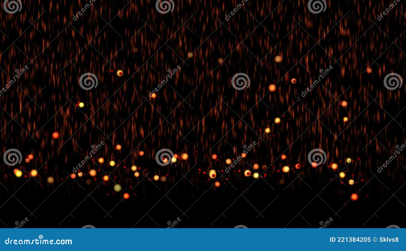 Fire Shower. Rain of Objects that Fall and Bounce Off the Ground ...