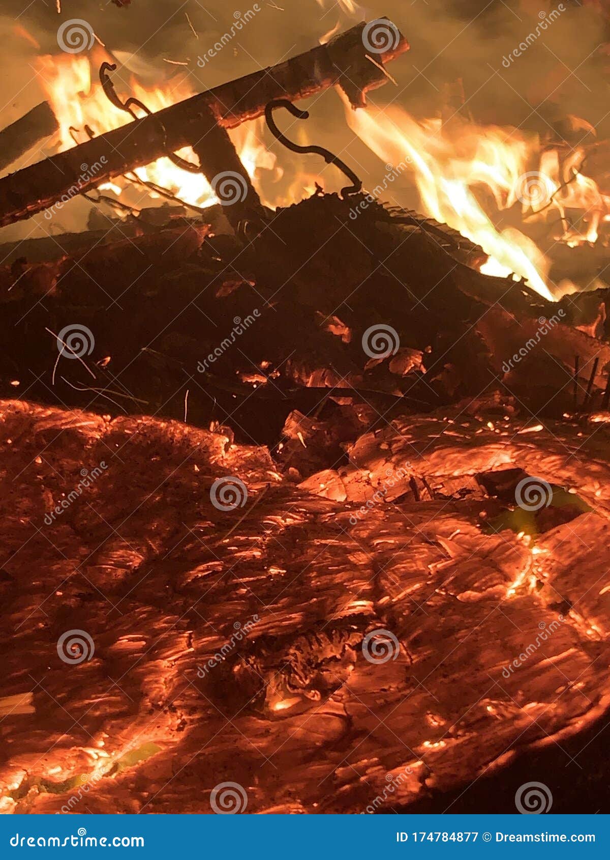 Fire Side Burning Beauty Night Stock Image - Image of fire, embers ...
