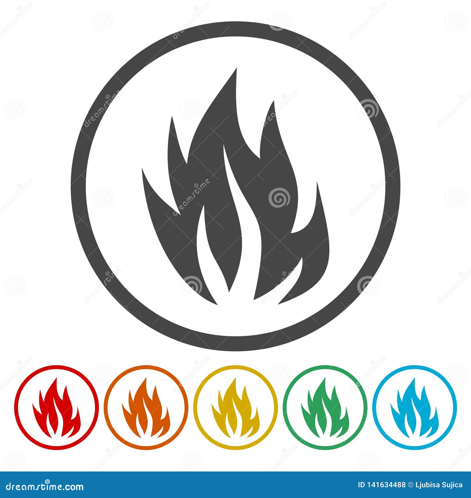 Fire - sign sticker set stock vector. Illustration of fireball - 141634488