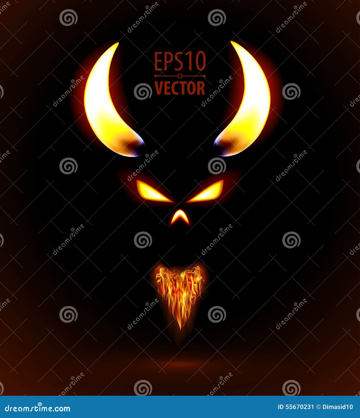 Fire Silhouette of the Devil Stock Vector - Illustration of fangs, face ...