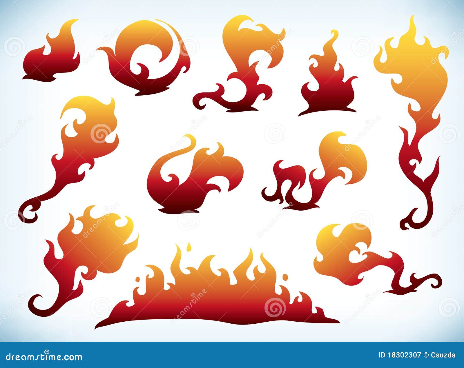 Fire Silhouettes. Simple Black Outline Fire Flames, Campfire Isolated ...