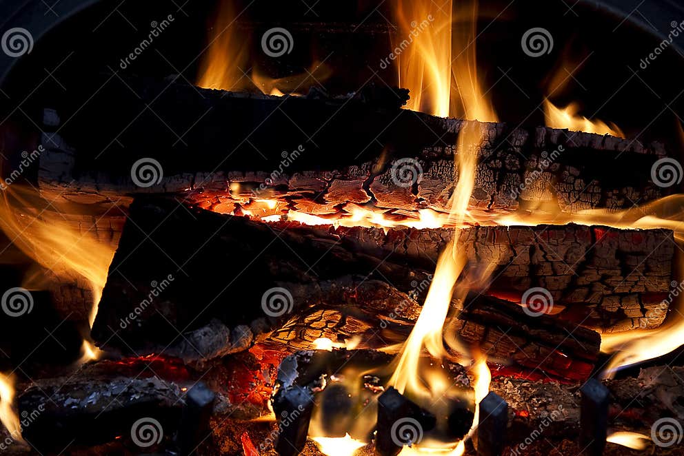 Fire Sizzling in Fireplace stock photo. Image of warmth - 29229494