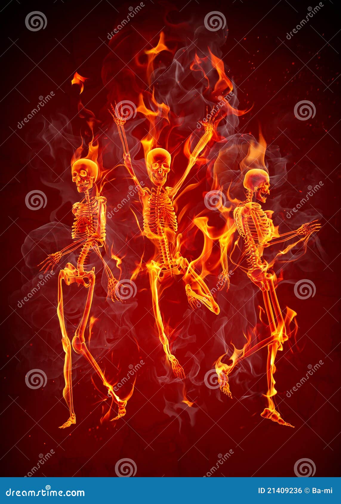Fire skeletons stock illustration. Illustration of ghost - 21409236